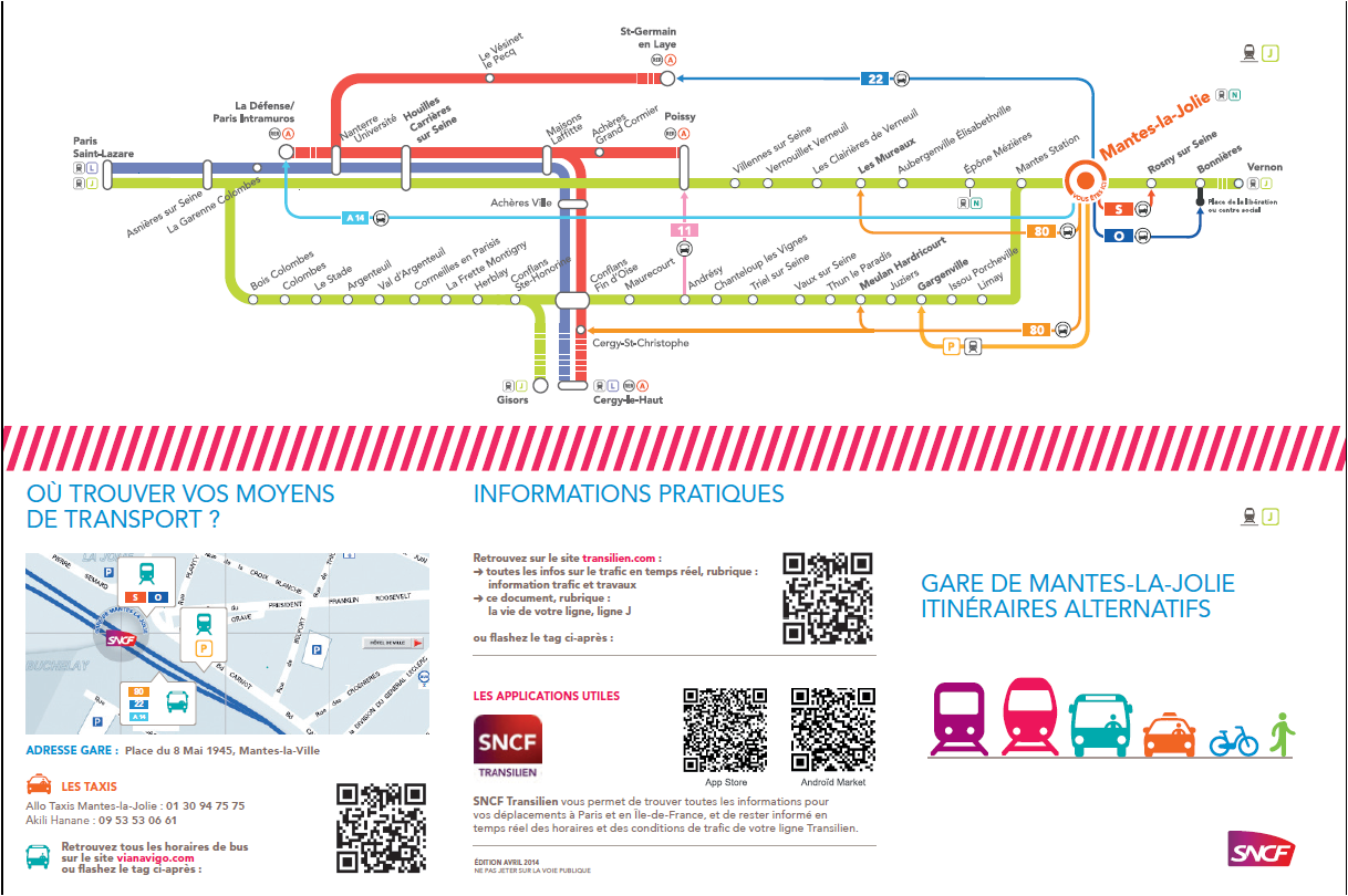 Les itinéraires alternatifs de la ligne J sont à votre disposition...